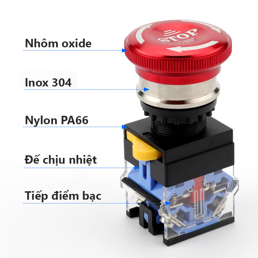 Nút dừng khẩn cấp LA38-11 đầu nhôm - LA38S - FUKIDI